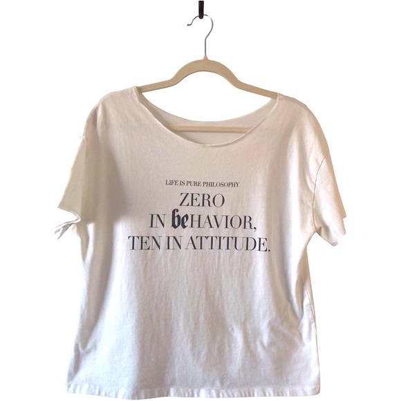 Zara | Tops | Last Chance Zara White Graphic Tee With Attitude Size ...